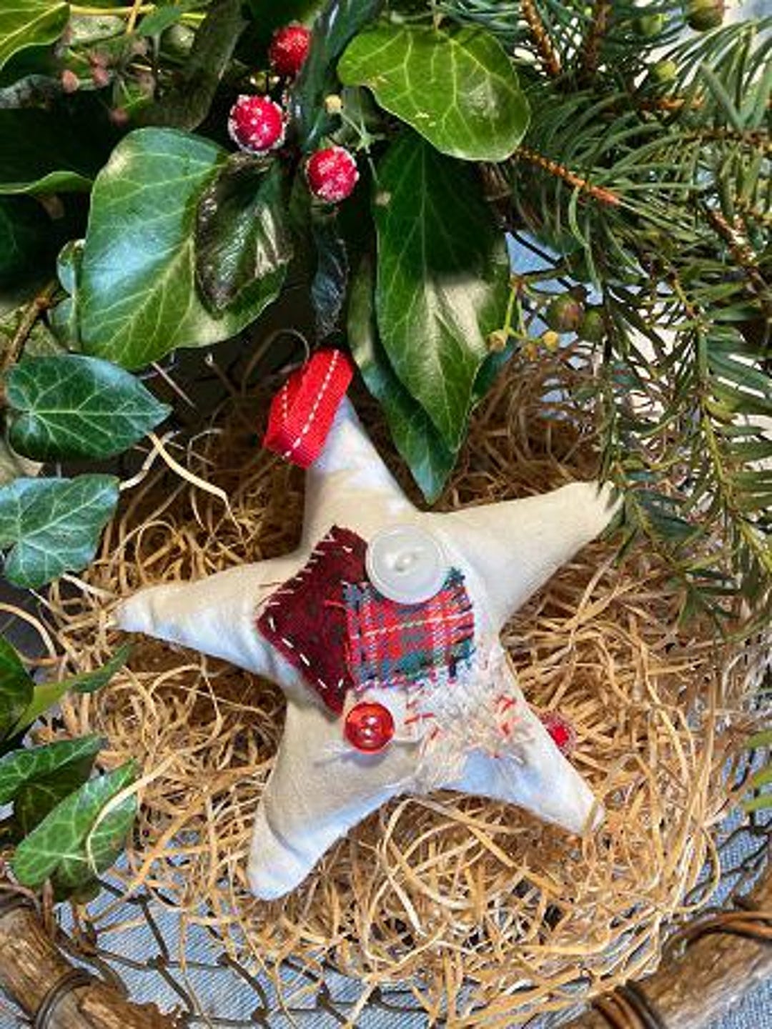 White Christmas Star Ornament//cloth Star Decoration//farmhouse Star - Etsy