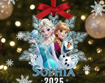Personalized Elsa Anna Olaf Ornament, Disney Christmas Tree Decor - Etsy
