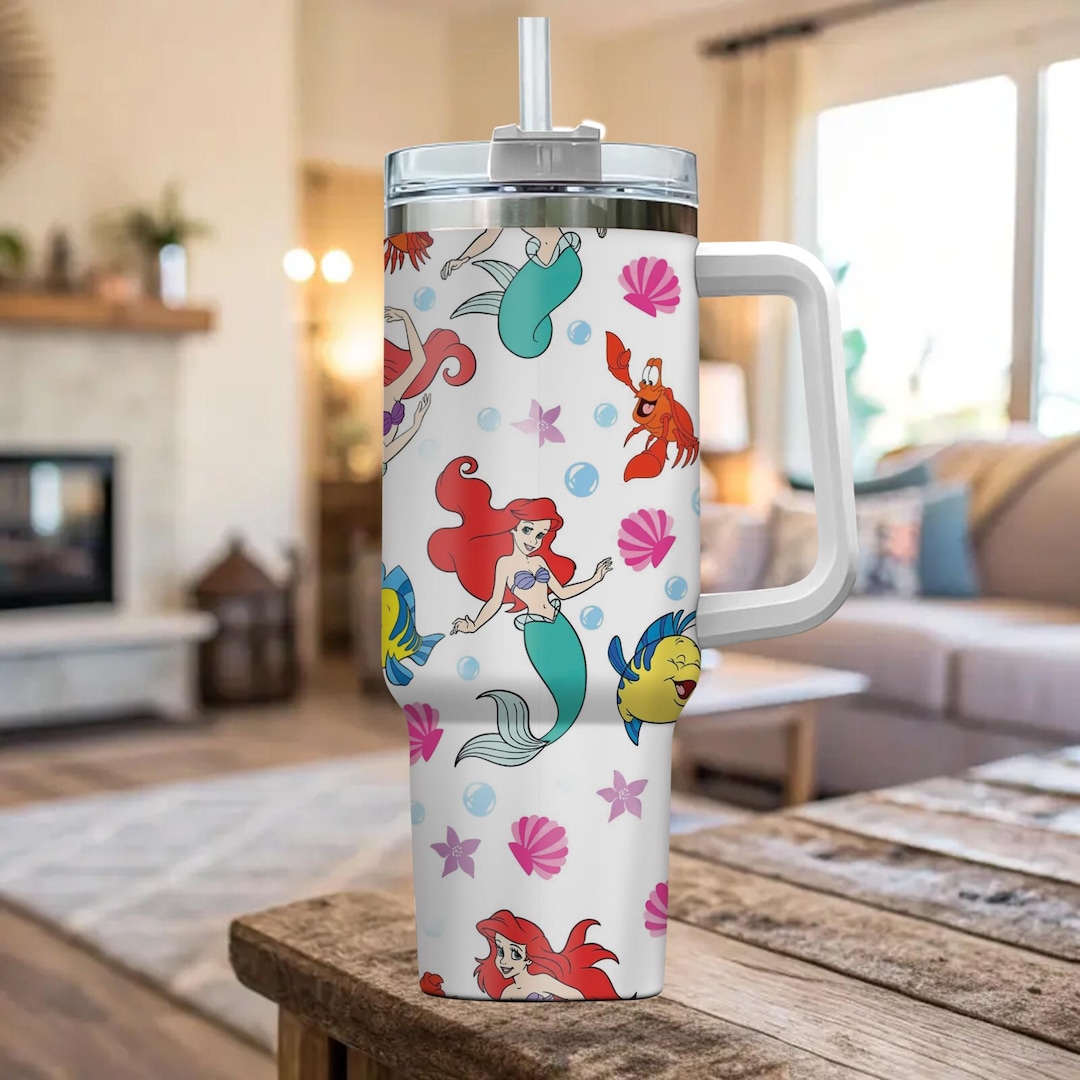 Ariel Tumbler 40oz, Little Mermaid Stainless Tumbler, Princess Sea ...