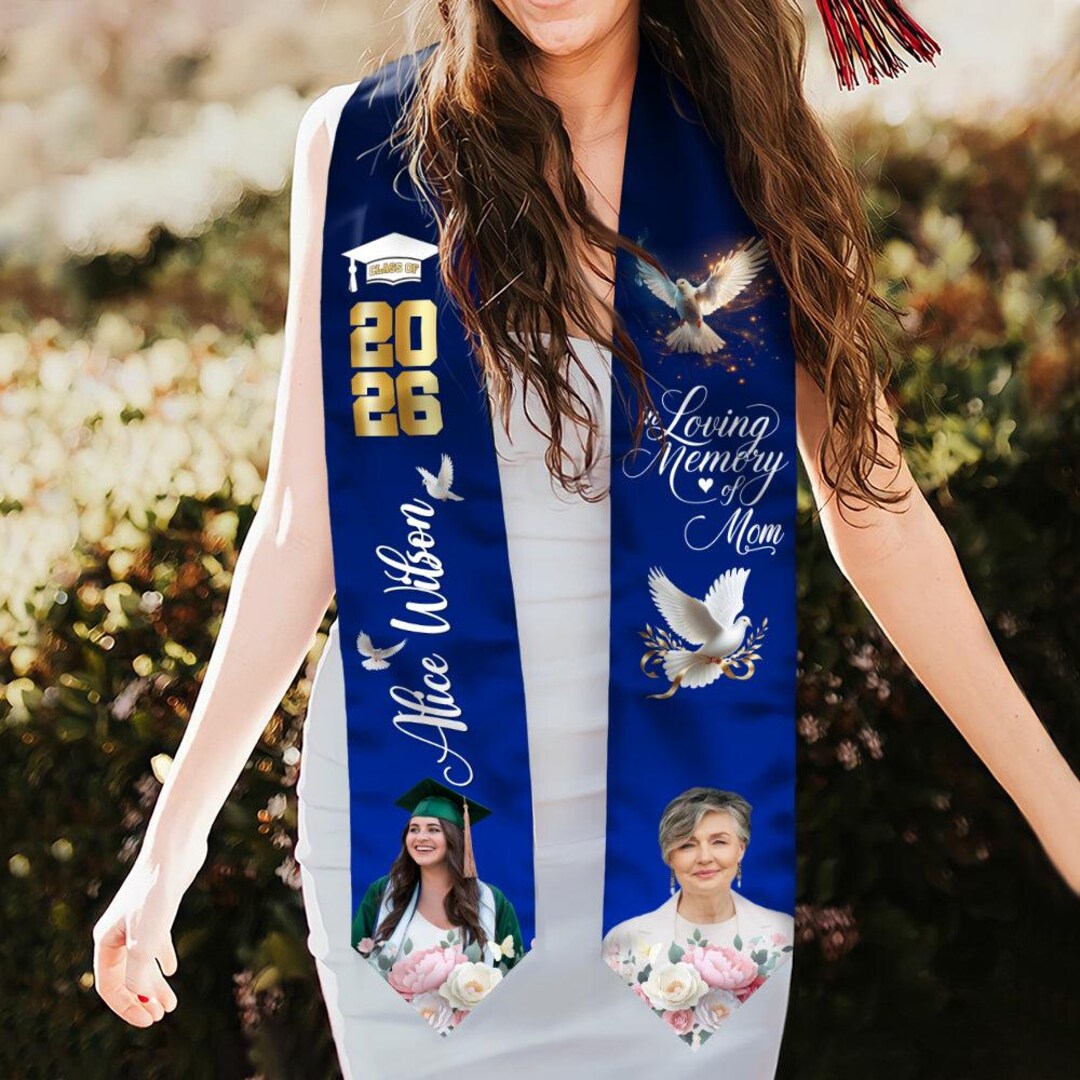 Custom Photo in Loving Memory of Mom Class of 2026 Graduation Stole ...