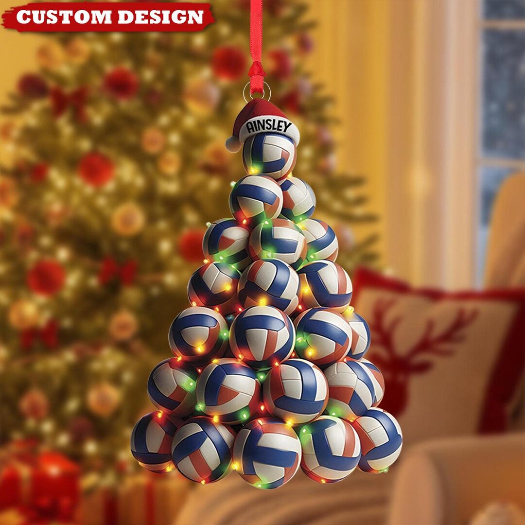 2D Flat Personalized Volleyball Tree Ornament, Christmas Acrylic ...