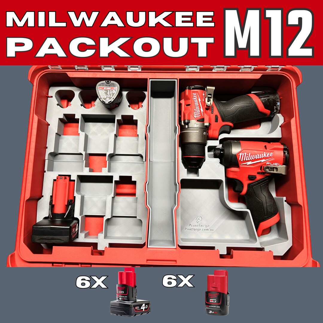 Milwaukee Packout Insert - M12 Impact & Drill - 12x M12 Batteries - Etsy