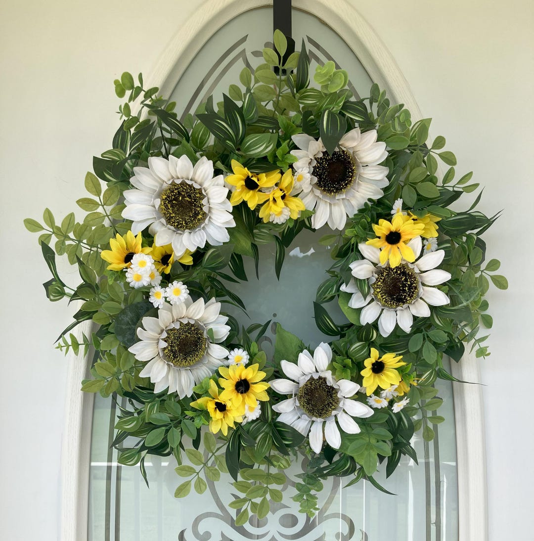 Sunflower and Black-eyed Susan Wreath, Summer to Early Fall Wreath ...