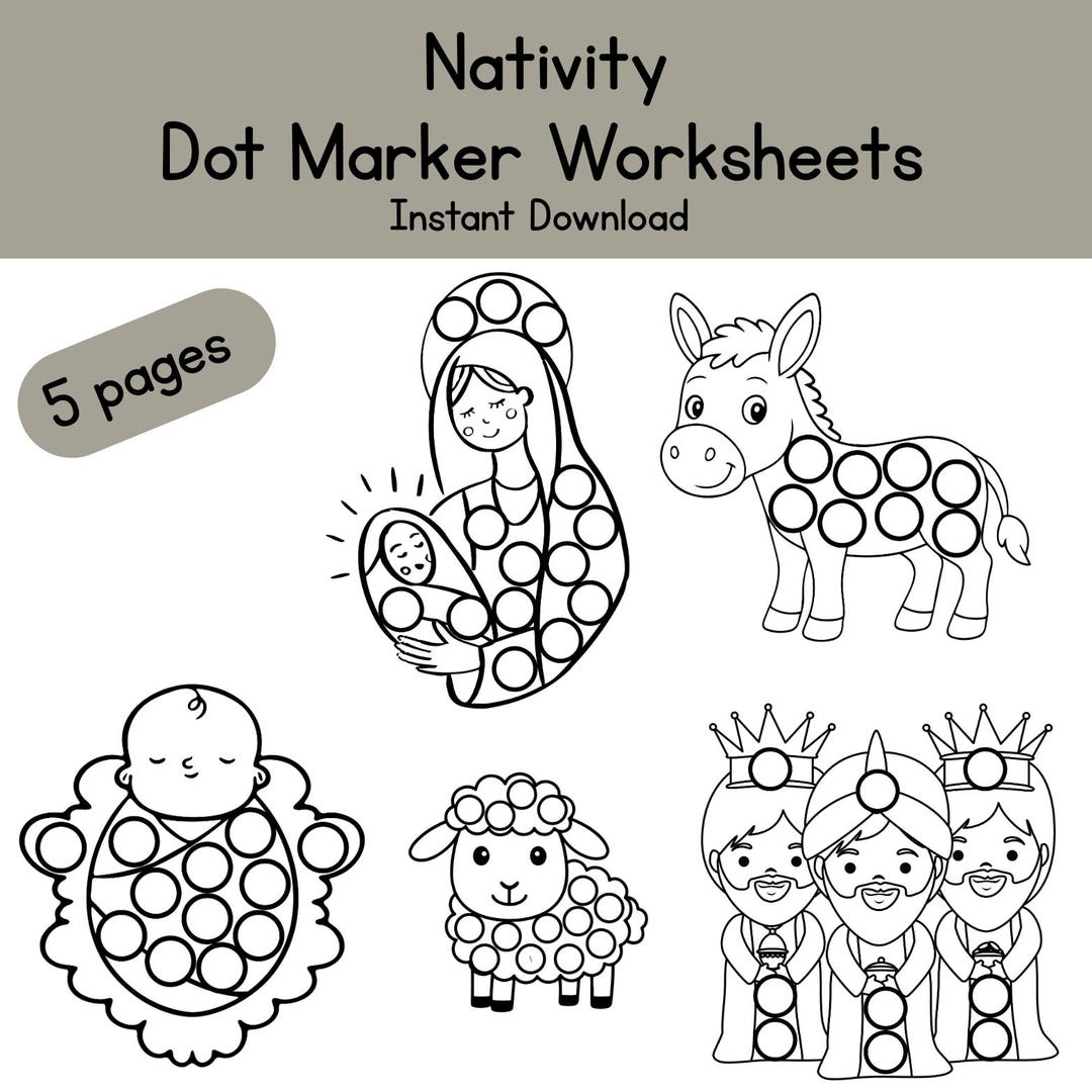 Nativity Dot Marker Worksheet - Dot Marker Activity - Printable Dot ...