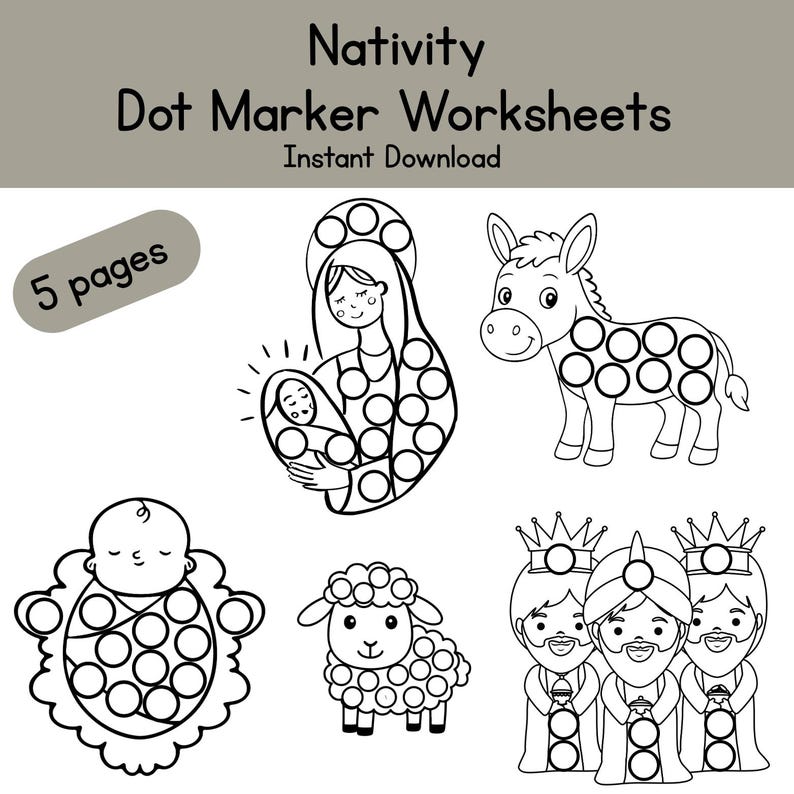 Nativity Dot Marker Worksheet - Dot Marker Activity - Printable Dot ...