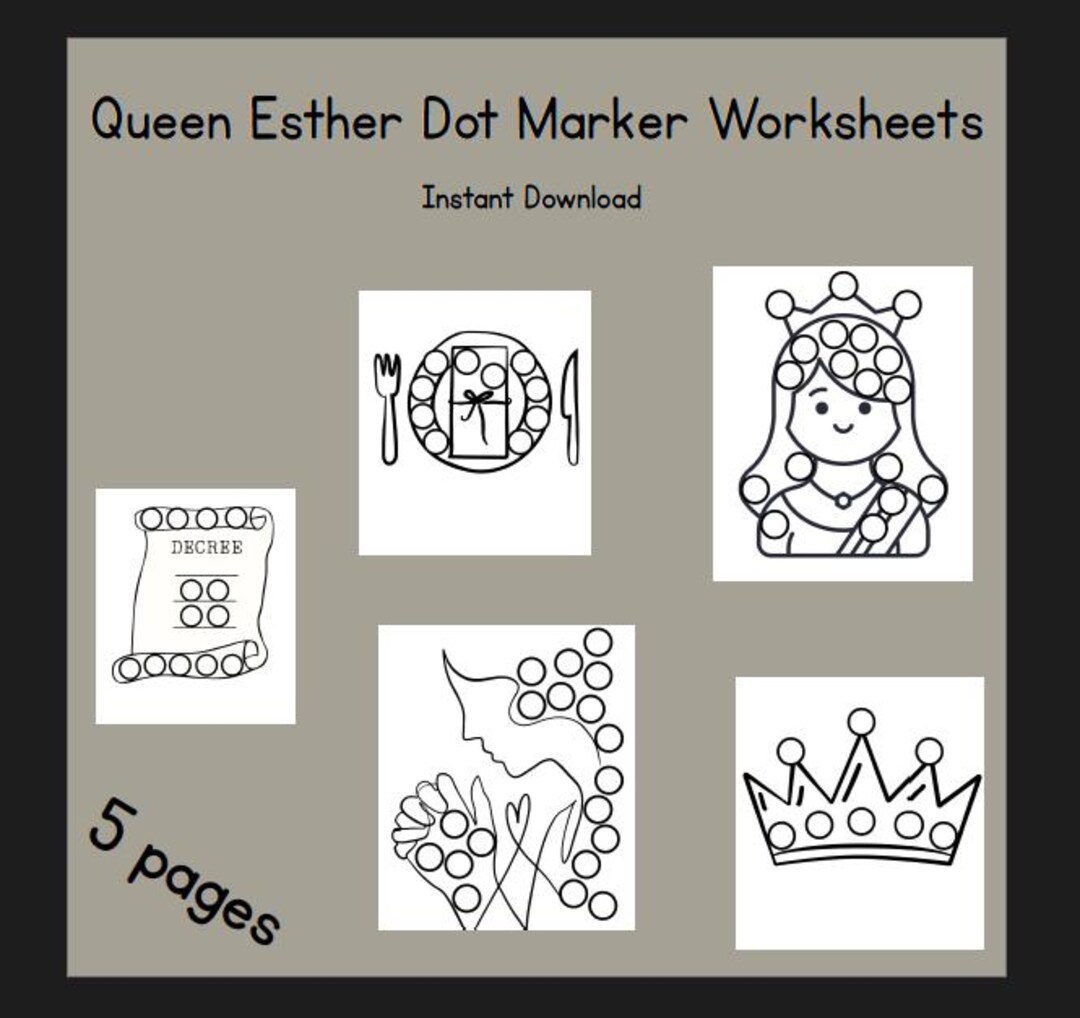 Queen Esther Dot Marker Worksheet - Dot Marker Activity - Printable Dot ...