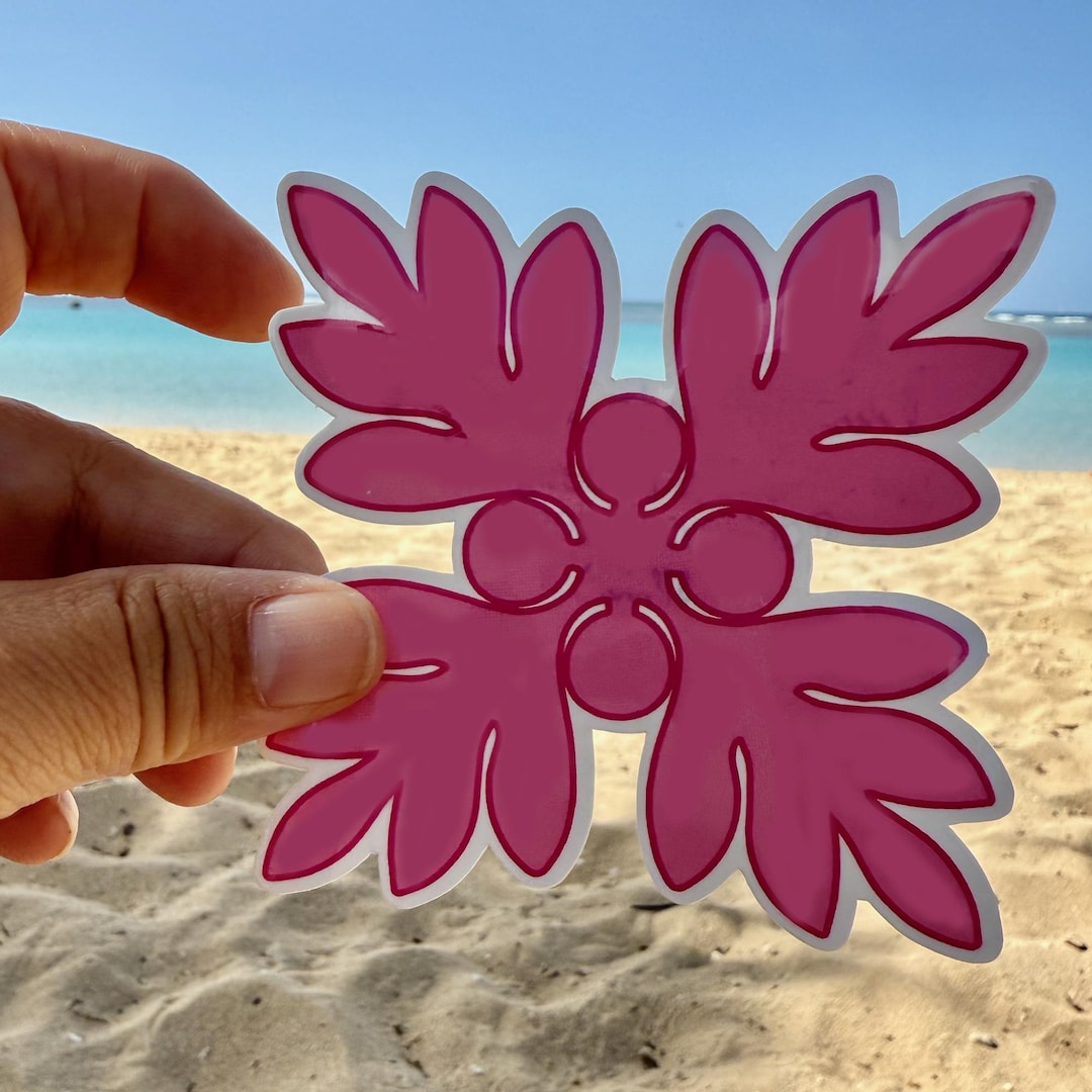 Ulu Quilt Sticker, Breadfruit Sticker, Pink Ulu Quilt Sticker, Hawaiian ...