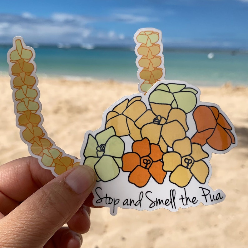 Puakenikeni Sticker Pack Weatherproof, Flower Sticker Pack, Hawaiian ...