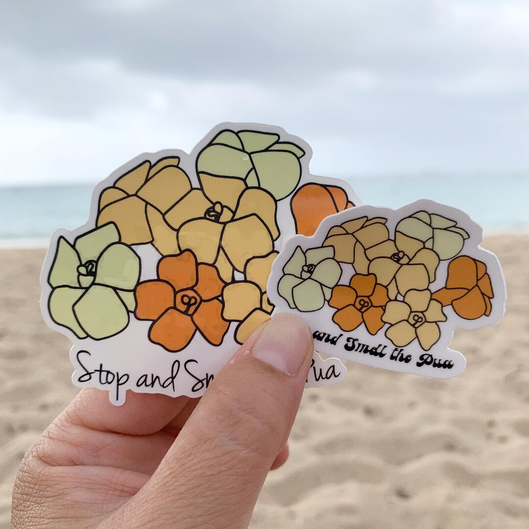 Puakenikeni Sticker Pack 2 Weatherproof, Flower Sticker Pack, Hawaiian ...