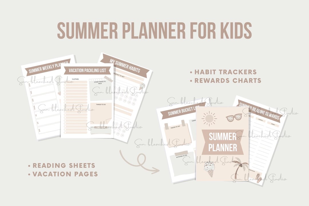 Summer Charts for Kids | Daily Routine, Chore Chart | Printable PDF ...