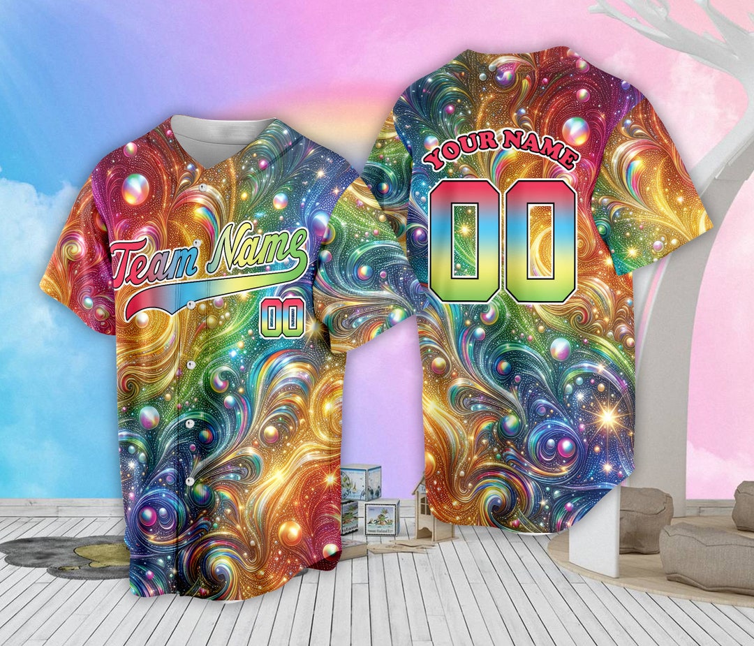 Personalized Sparkling Glitter Gradient Baseball Jersey Custom Baseball ...