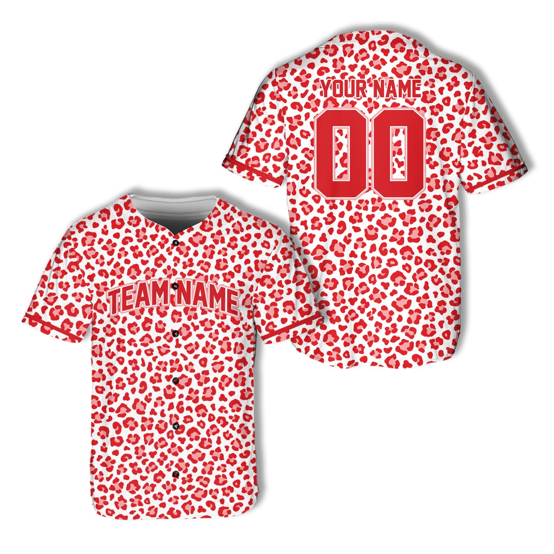 Custom Leopard Print Pattern Color Baseball Jersey Personalized ...