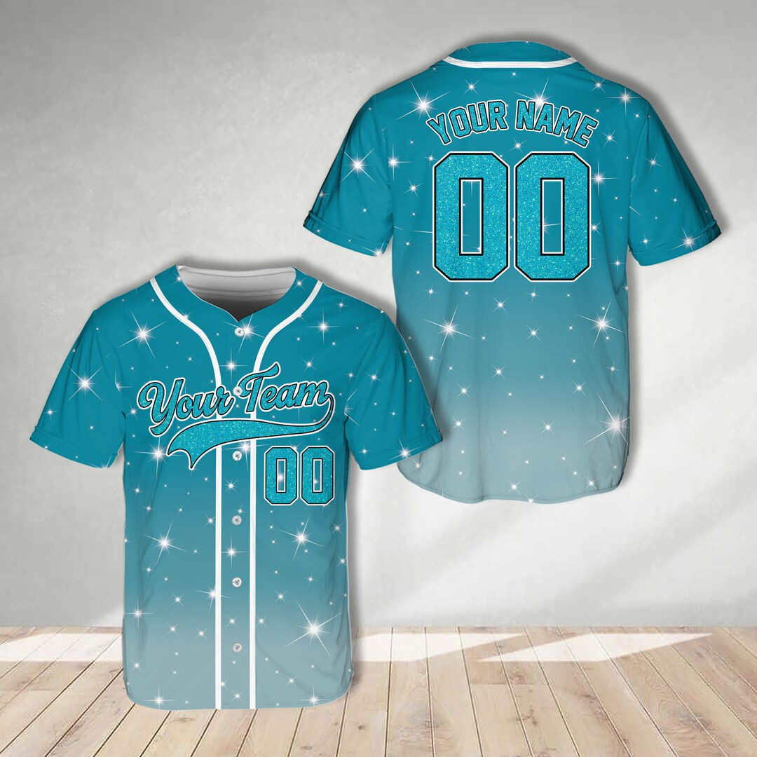 Custom Sparkling Gradient Color Baseball Jersey Personalized Baseball ...