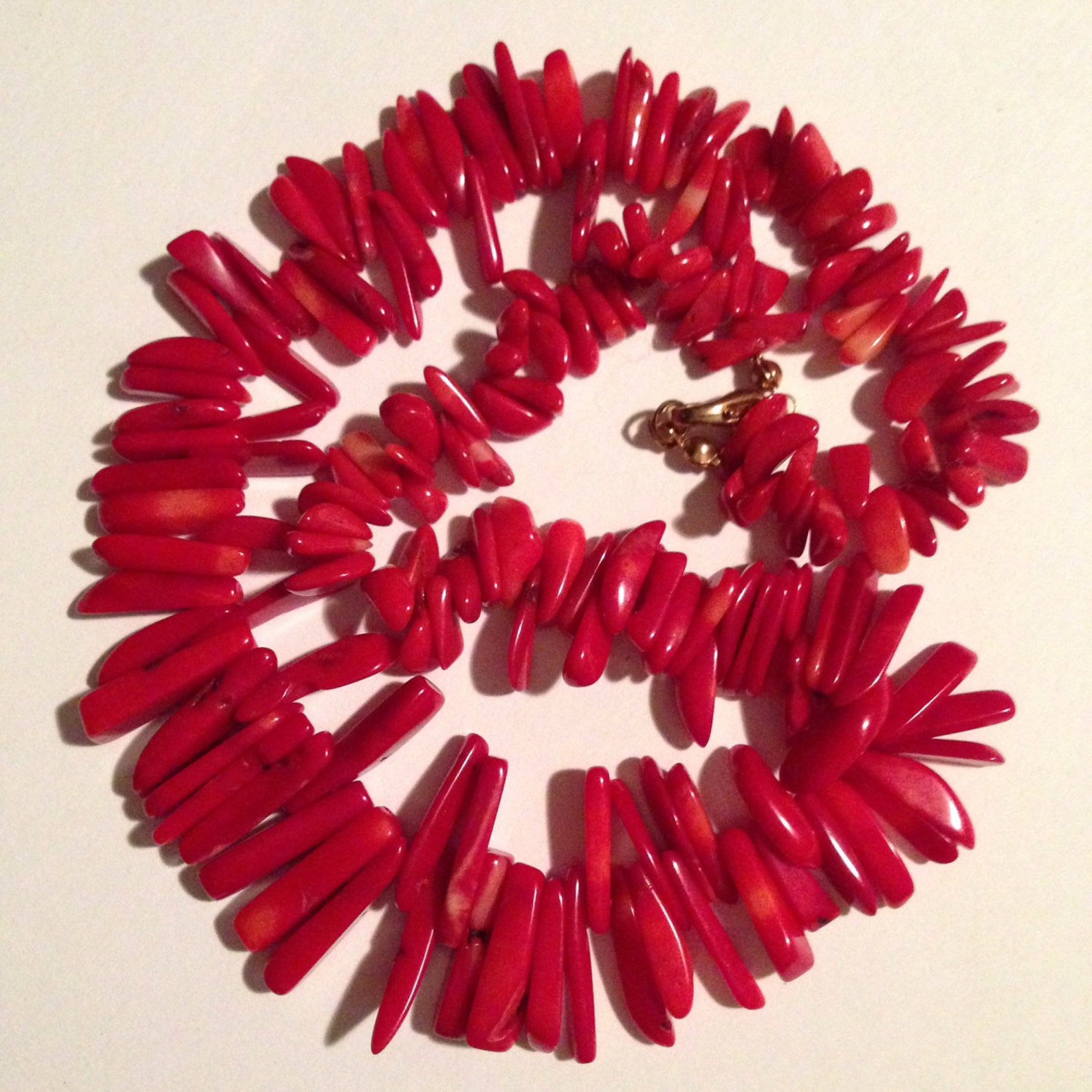 REAL CORAL Necklace, RARE, Large Polished Pieces, Vintage 1980's Simply ...