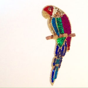 SEQUIN Parrot Applique -- for Jackets, Sweaters, Jeans, Bookbags ...