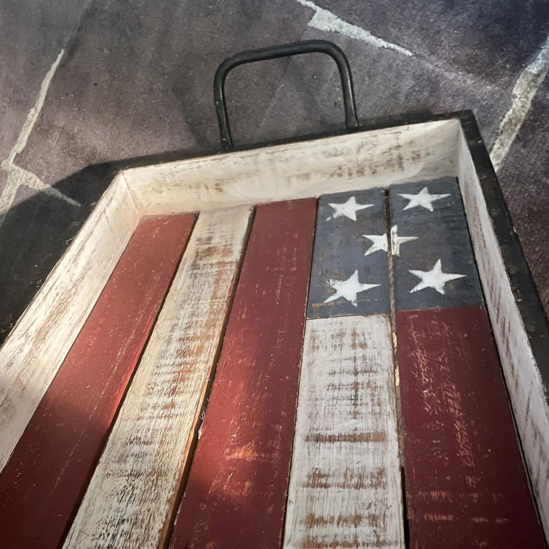 TRAY! “americana” Flag Serving Tray! Patriotic! Large and Gorgeous With ...