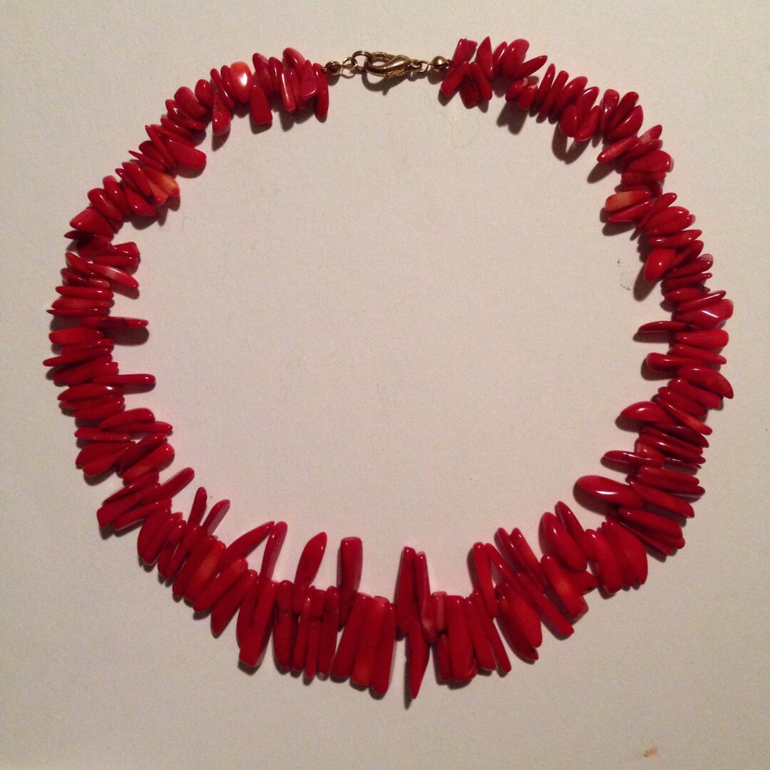 REAL CORAL Necklace, RARE, Large Polished Pieces, Vintage 1980's Simply ...