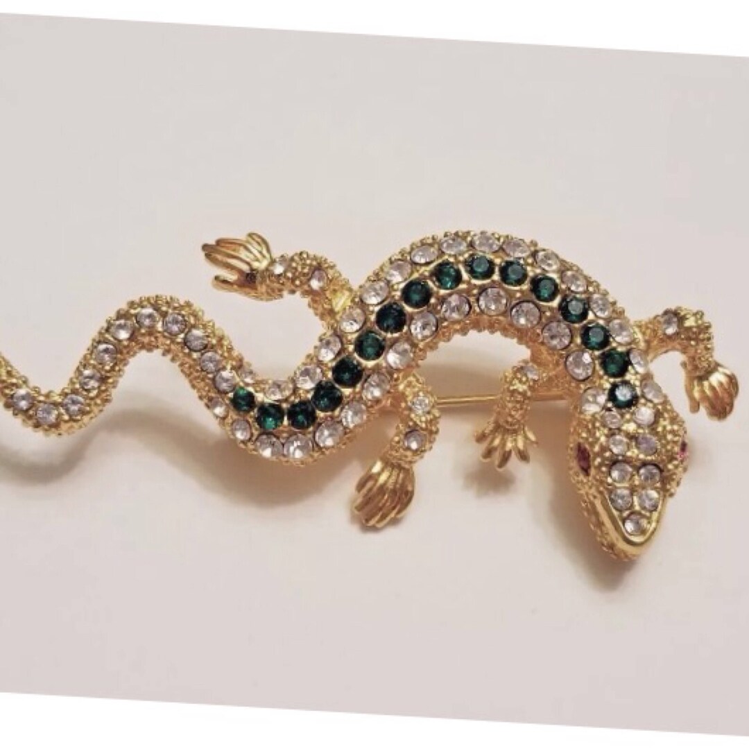 LIZARD PIN Studded With Crystals It Sparkles Shines and - Etsy