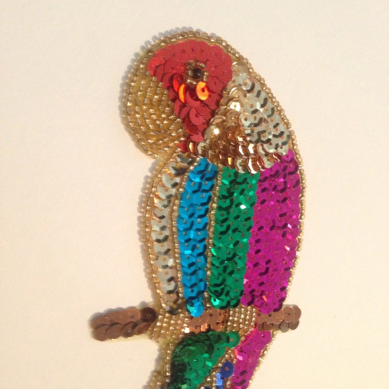 SEQUIN Parrot Applique for Jackets Sweaters Jeans - Etsy