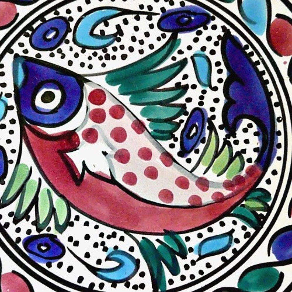 Colorful Fish Plate Hand Made and Hand Painted | Etsy
