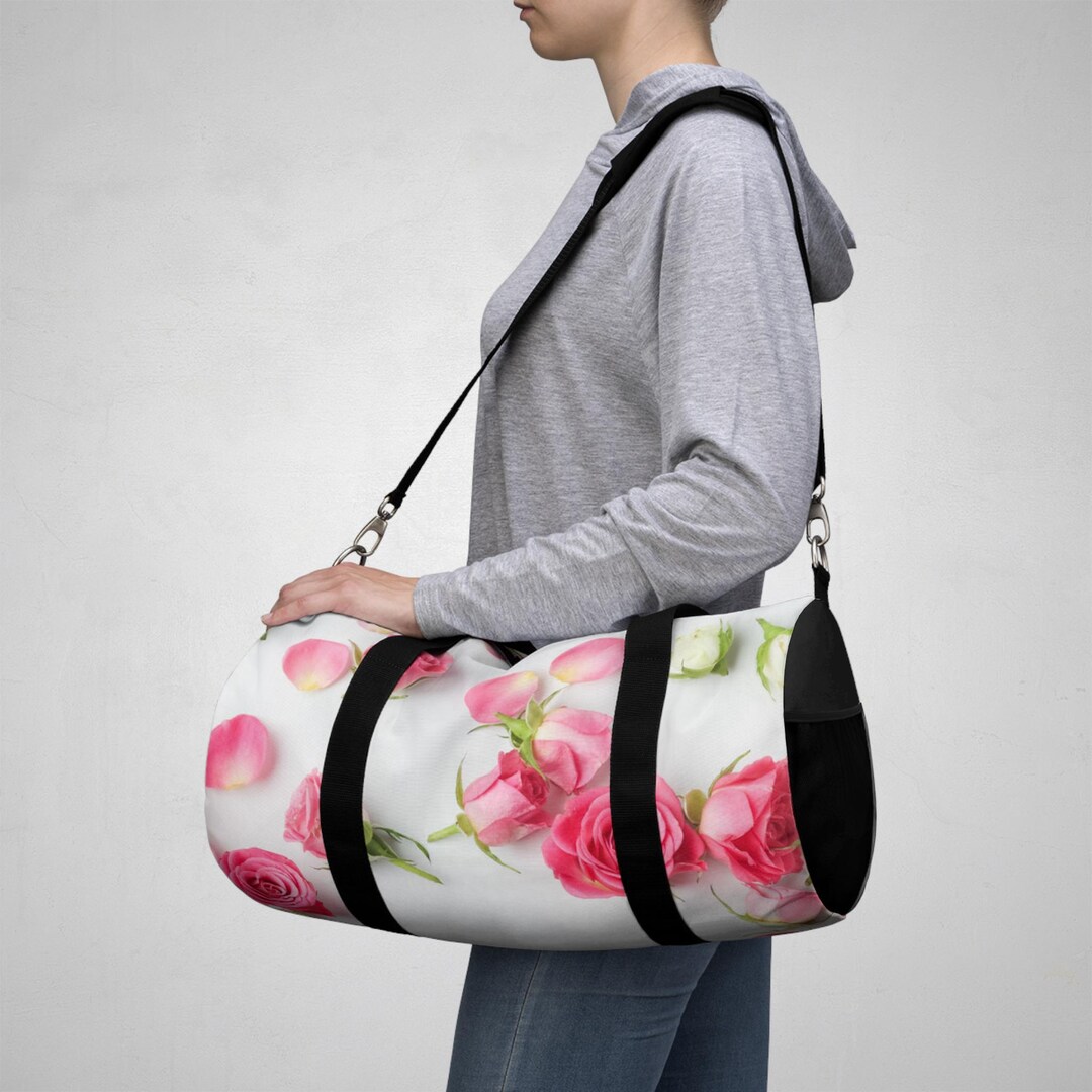 Floral Duffel Bag With Elegant Rose Design, Gym Bag, Weekend Travel Bag ...