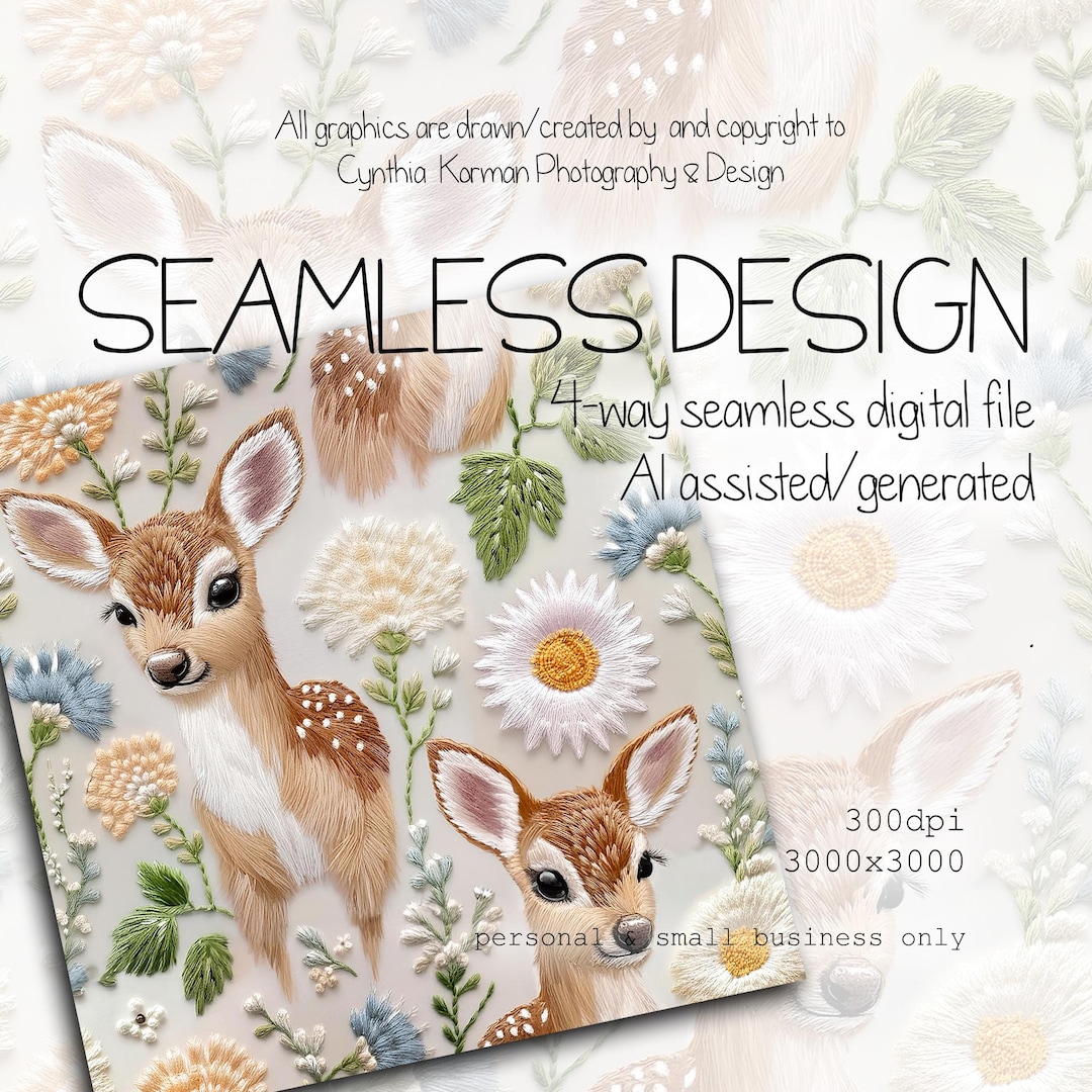 SEAMLESS DIGITAL ART - Seamless - Spring Fawn 2 - Etsy