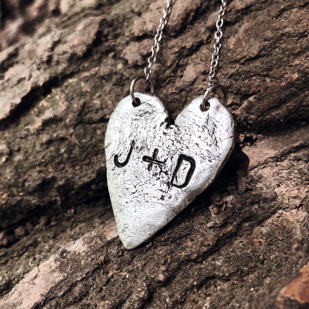 Carve Our Initials in a Heart Custom Personalized Solid Pewter Pendant ...