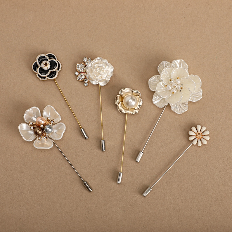 Personalized Brooch, Birth Flower Brooch, Suit Lapel Pin, Flower Stick ...