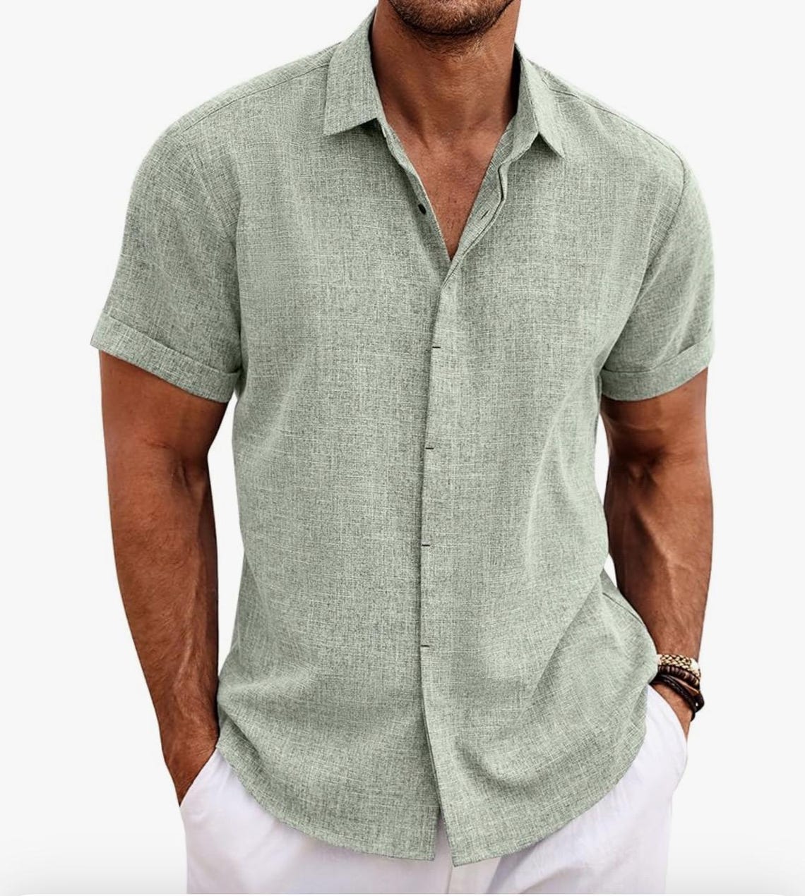 COOFANDY Men's Linen Shirts Short Sleeve Casual Shirts Button Down Shirt for Men Beach Summer ...