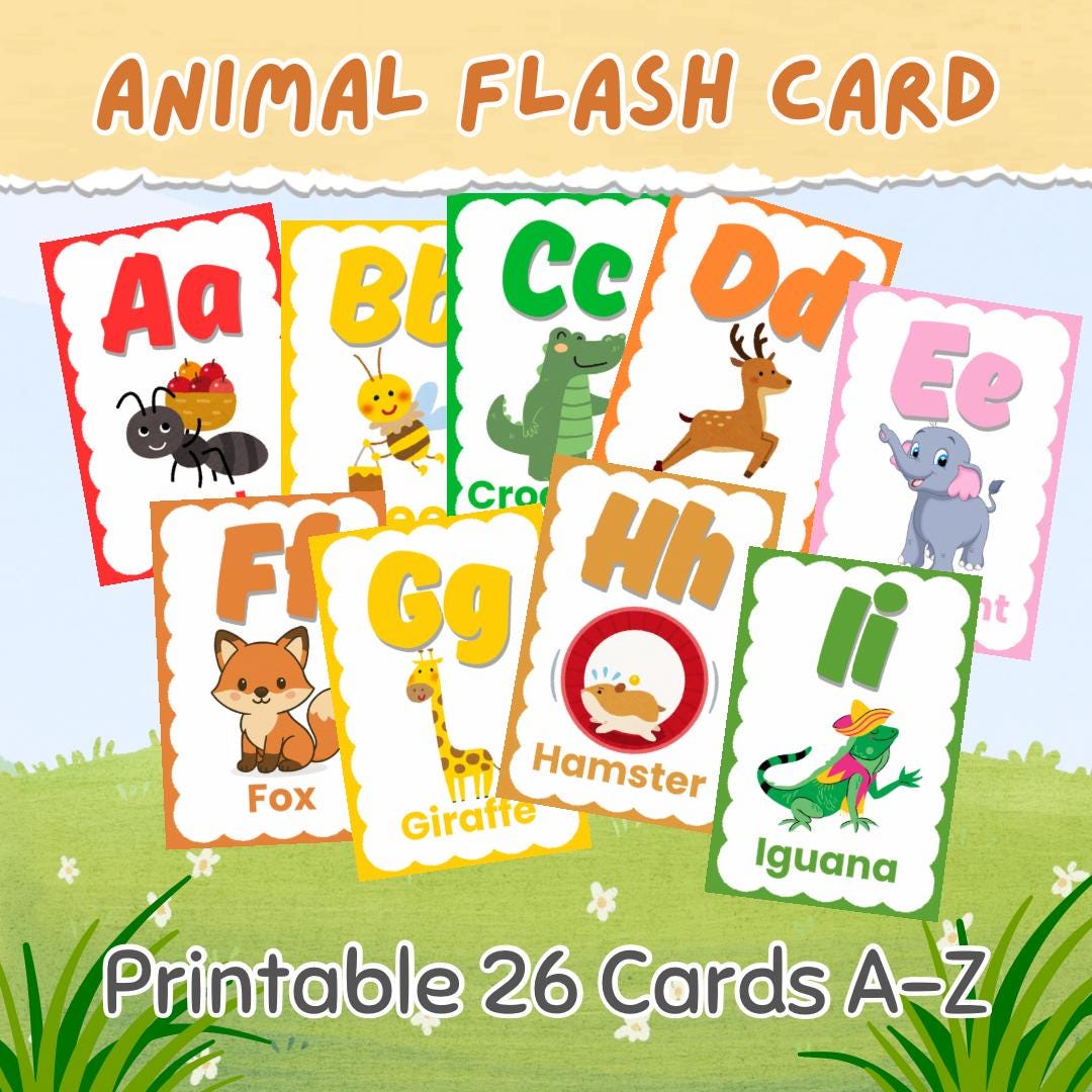 Animal Alphabet Flashcards for Toddlers – ABC Printable Cards ...