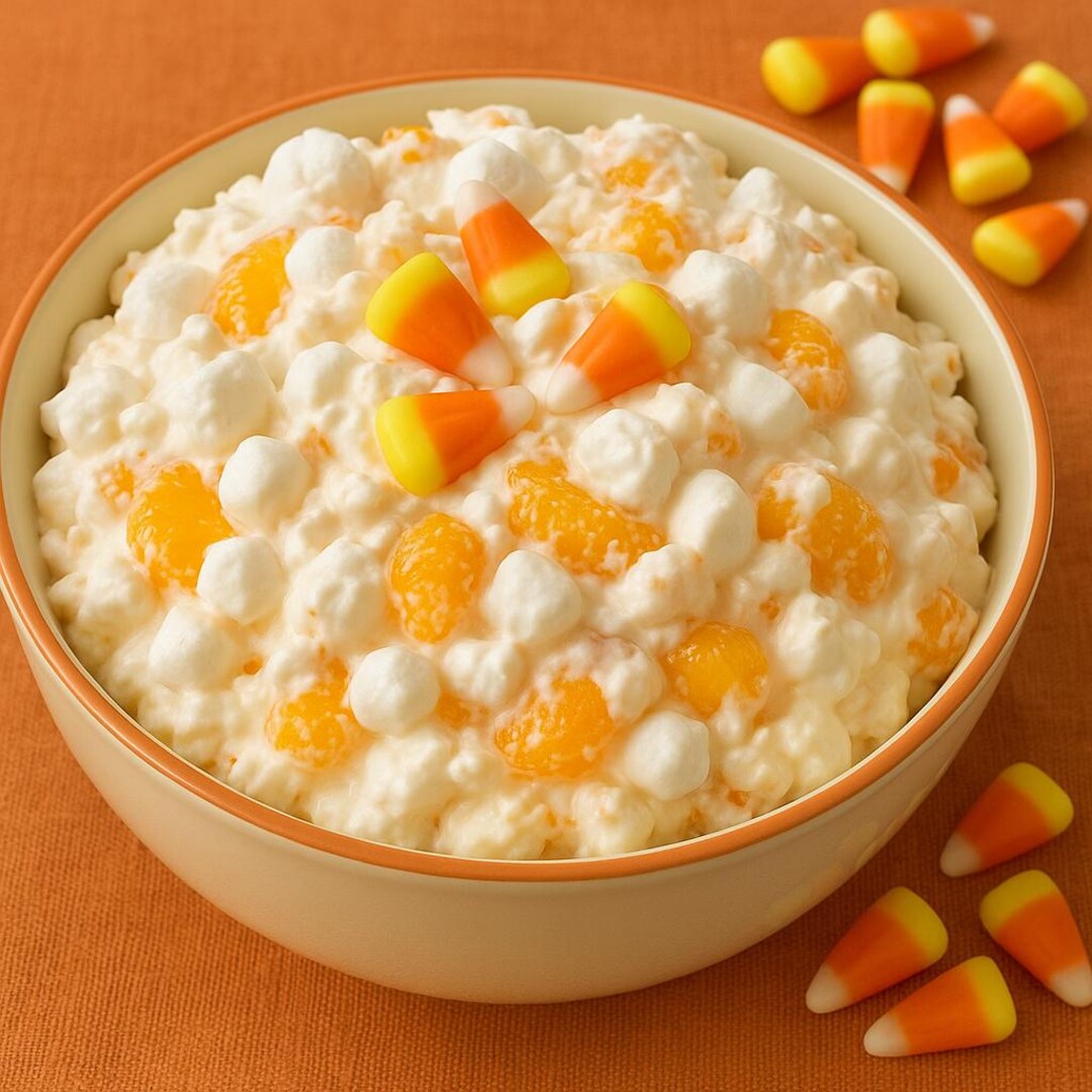 Candy Corn Ambrosia Dessert Salad Digital Recipe Card Ai-generated ...