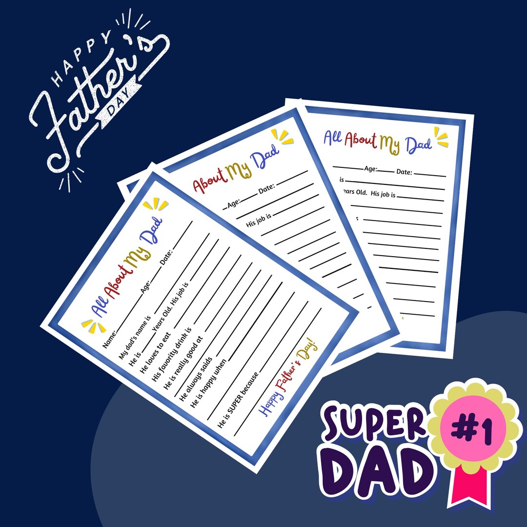 All About Dad. Happy Father's Day. Kid School Activities. Gift for ...