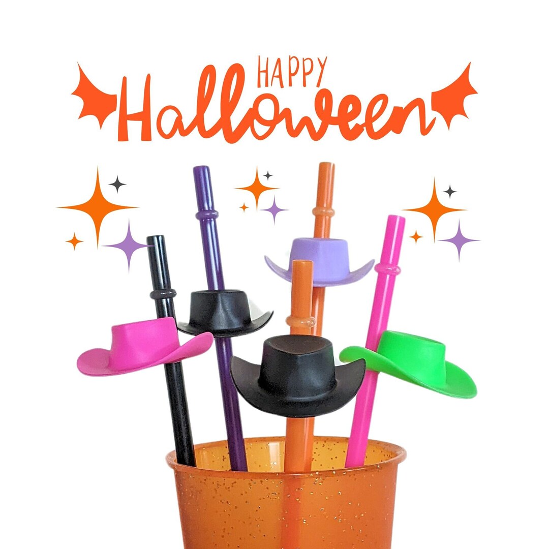 Halloween Cowboy Hat Party Straws, Nash Bash, Mini Cowboy Hat Straws ...