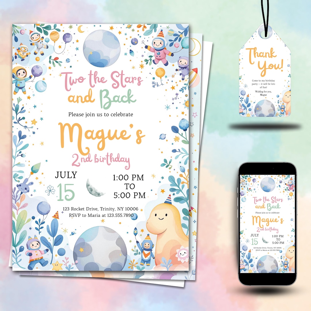 Cosmos Birthday Invitation, Cosmos Editable Template, Birthday Invite ...