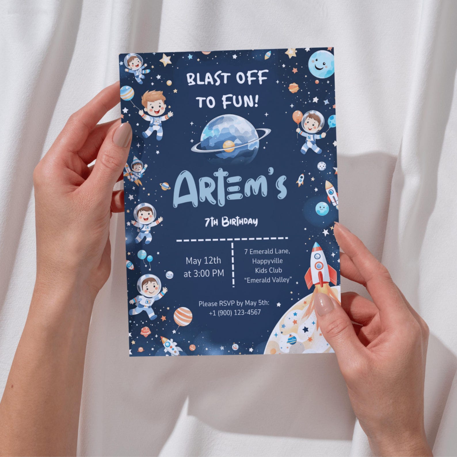 Cosmos Birthday Invitation, Editable Template, Space Party Invitation ...