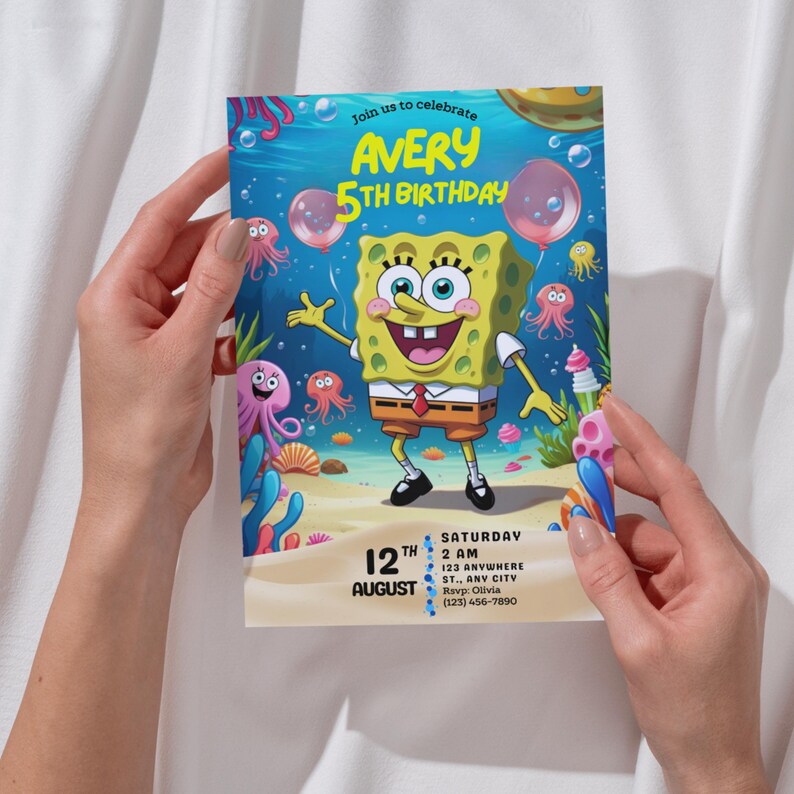 Editable Spongebob Birthday Invitation, Bikini Bottom Party Invite ...