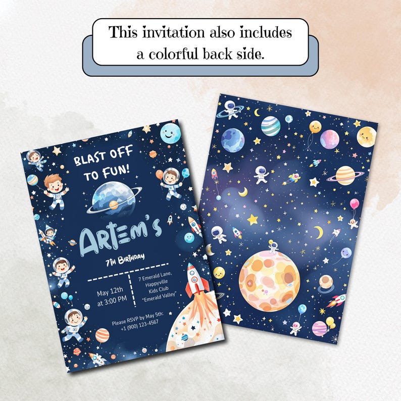 Cosmos Birthday Invitation, Editable Template, Space Party Invitation ...