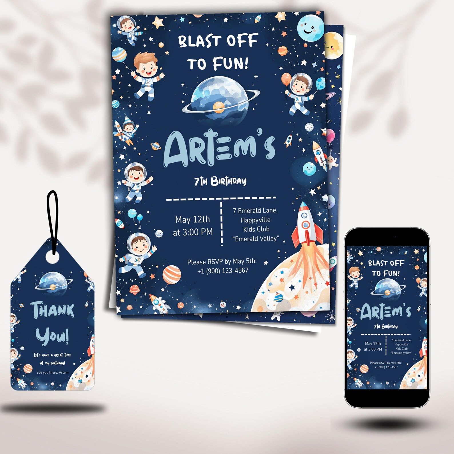 Cosmos Birthday Invitation, Editable Template, Space Party Invitation ...