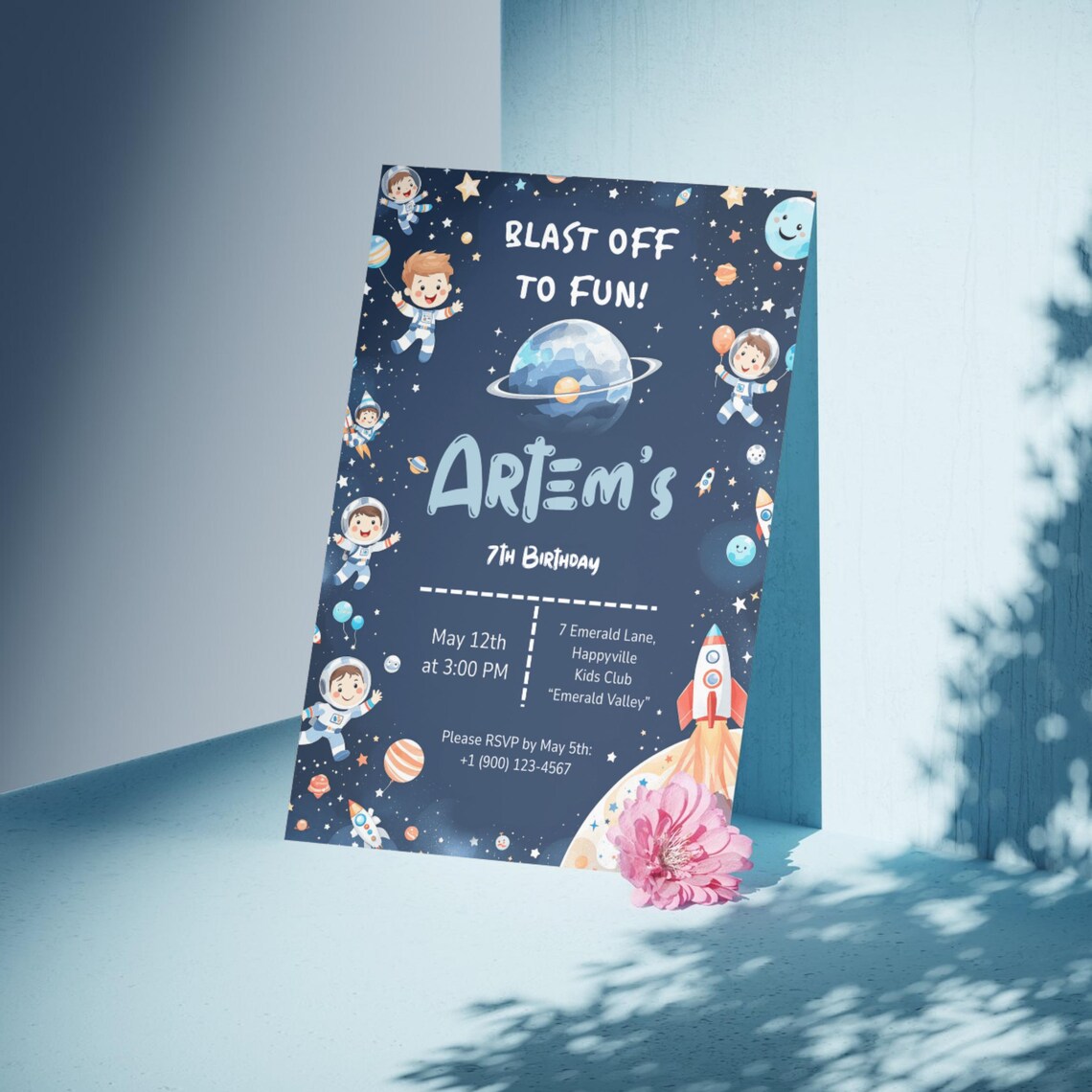 Cosmos Birthday Invitation, Editable Template, Space Party Invitation ...