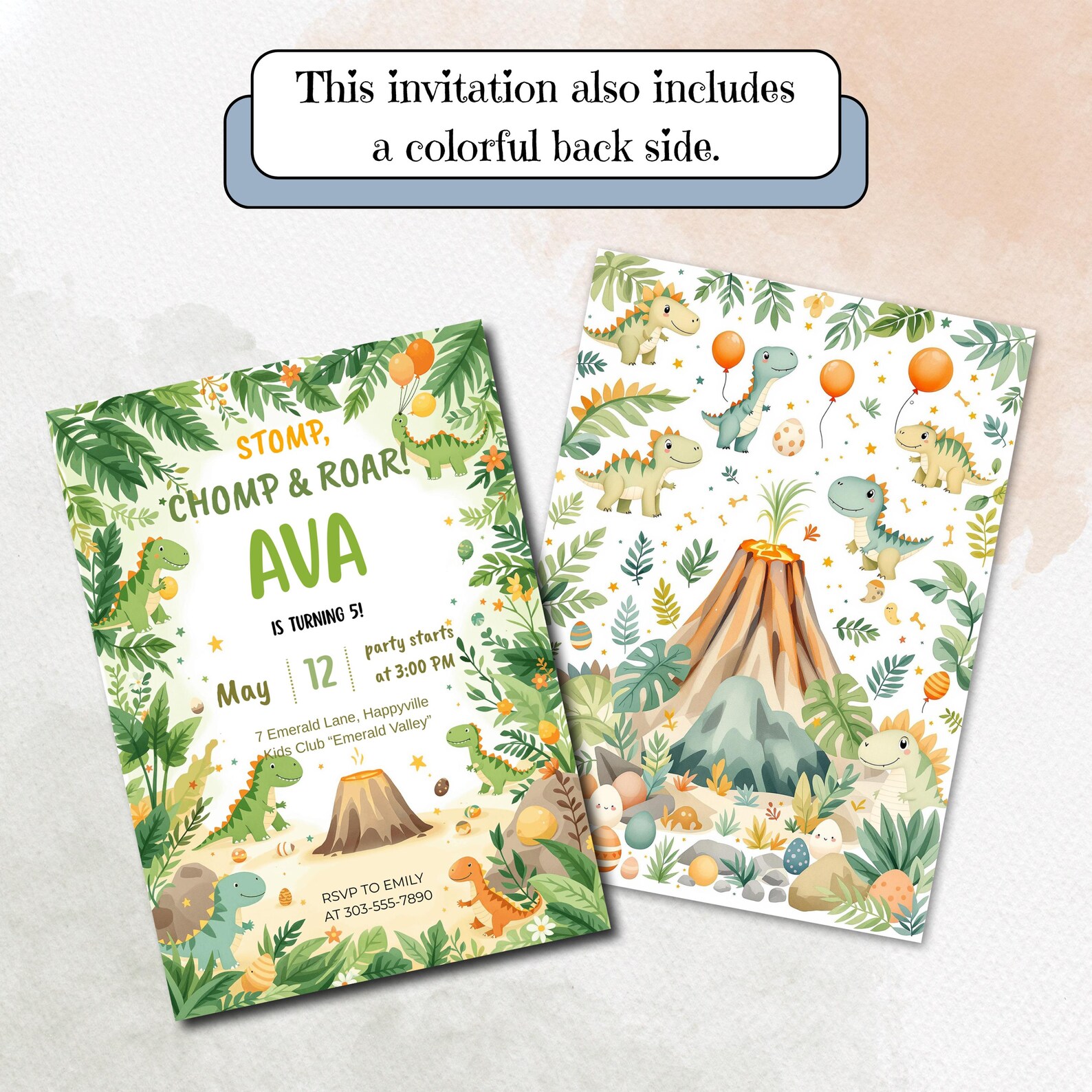 Dinosaur Jungle Birthday Invitation, Editable Template, Dino Safari ...