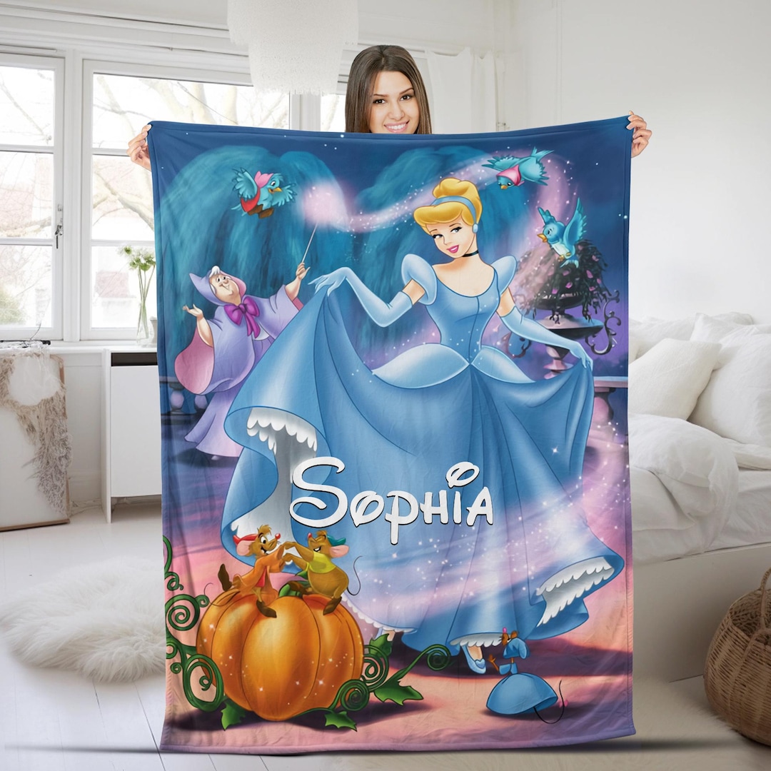 Personalized Disney Princess Cinderella Blanket, Custom Name Baby Girl ...