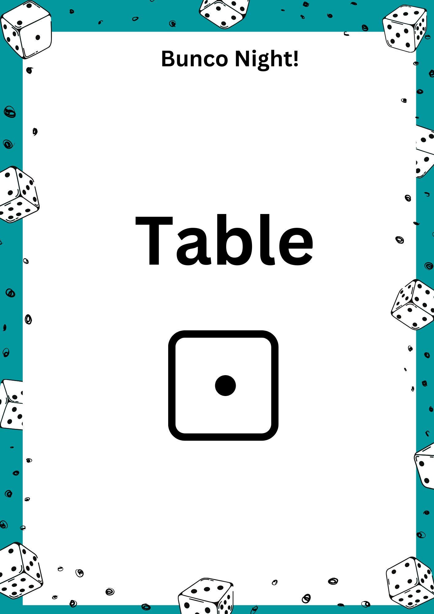 Bunco Bundle - Score Cards, Table Numbers, Individual Cards, Welcome ...
