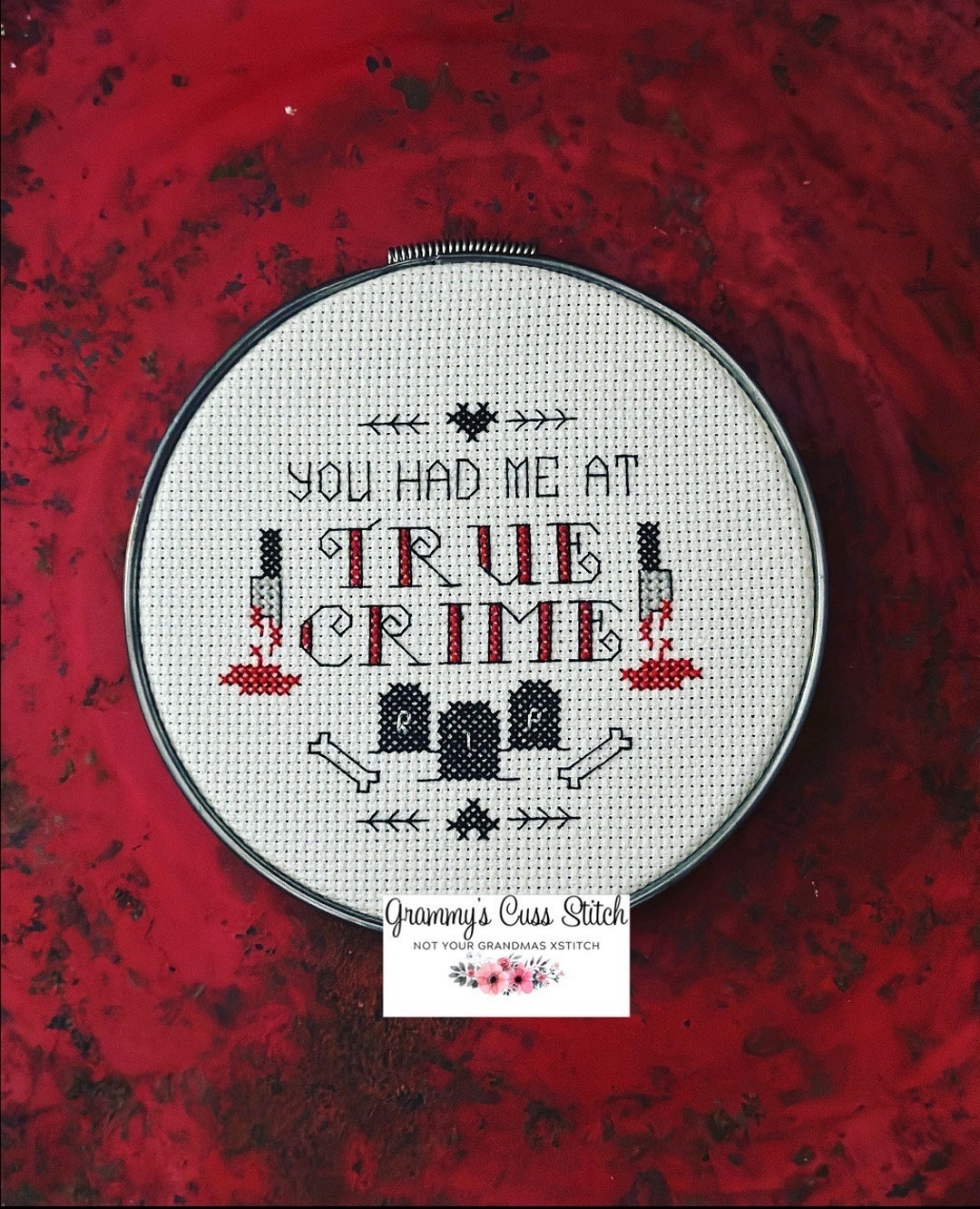 True Crime Wall Decor Goth Cross Stitch Modern Wall Art Snarky Murder ...