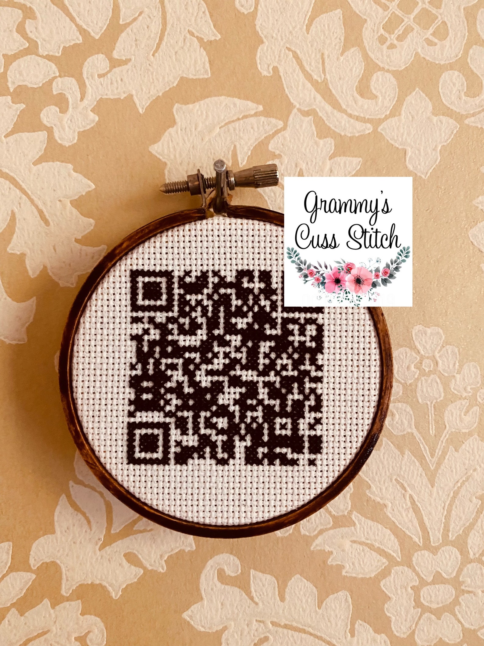 Rickroll QR Code Modern Cross Stitch Wall Hanging - Etsy
