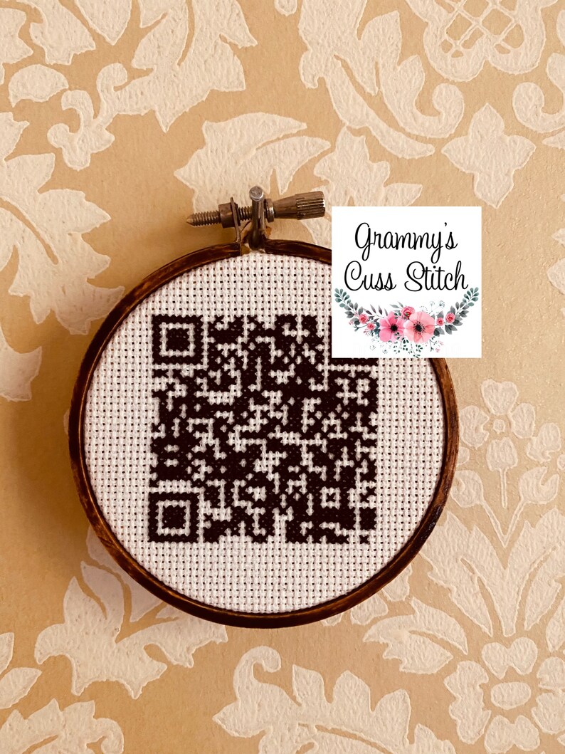 Rickroll QR Code Modern Cross Stitch Wall Hanging - Etsy