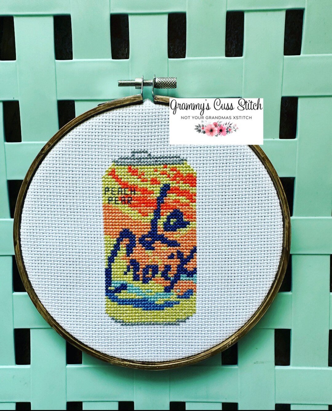 La Croix Can, Peach Pear, Modern Cross Stitch, Sparkling Water, Fun ...