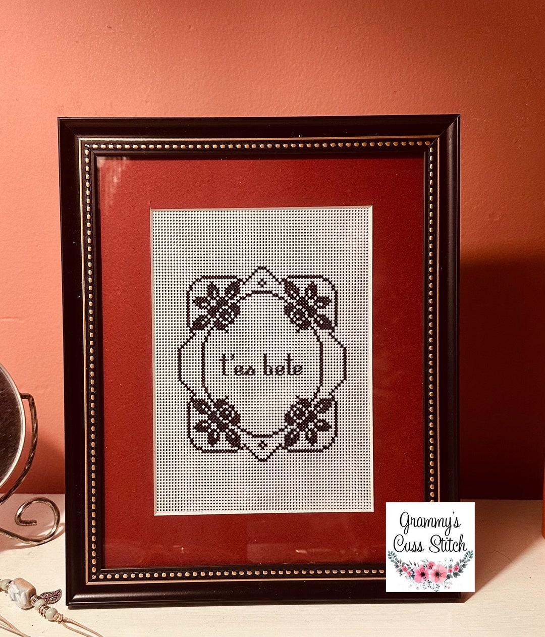 Tes Bete French Cross Stitch Table Decor Youre Stupid Funny Saying ...