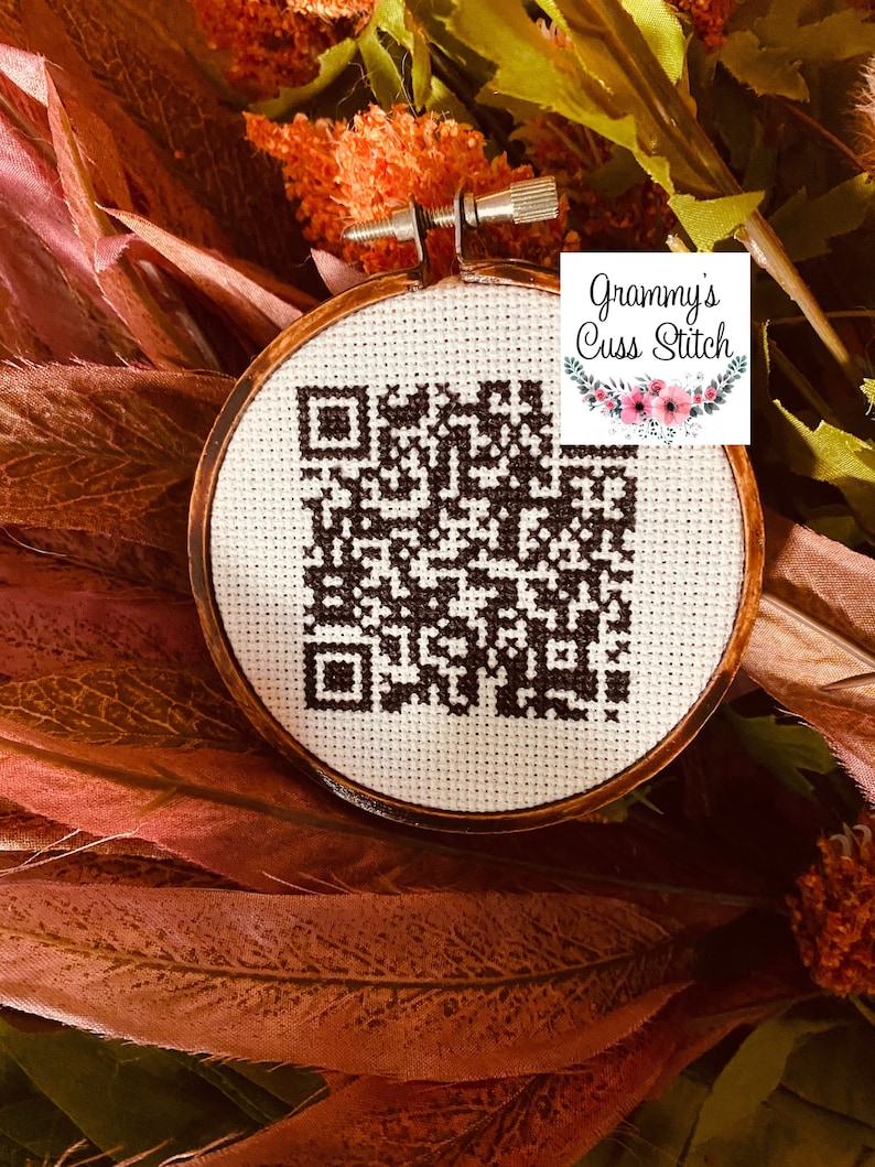 Rickroll QR Code Modern Cross Stitch Wall Hanging - Etsy