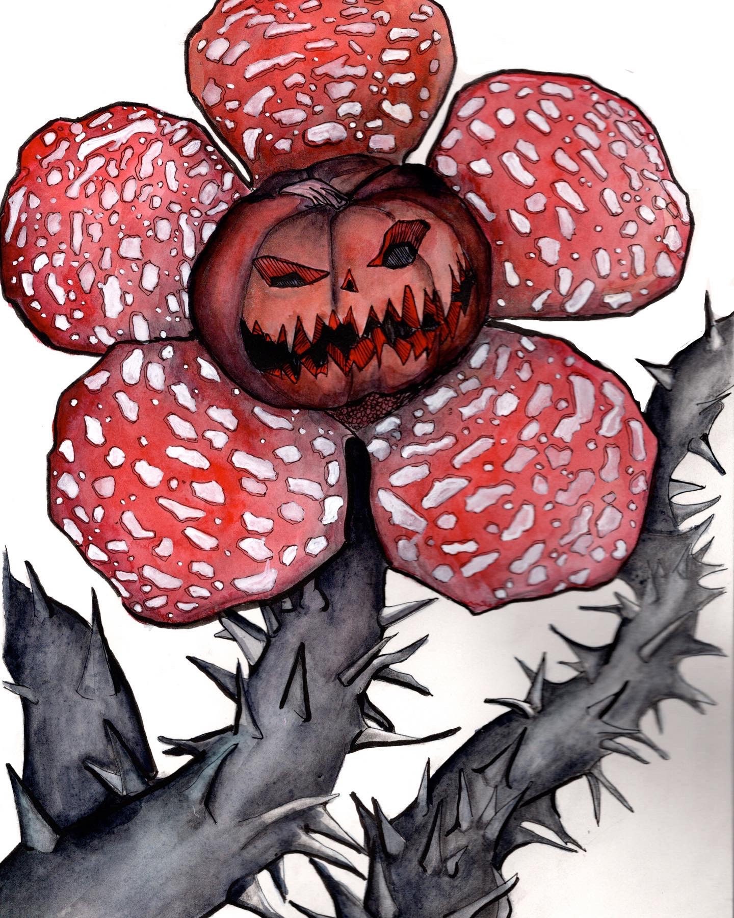 Botanical Beasts Scary Pumpkin Monster Illustration Digital Print - Etsy