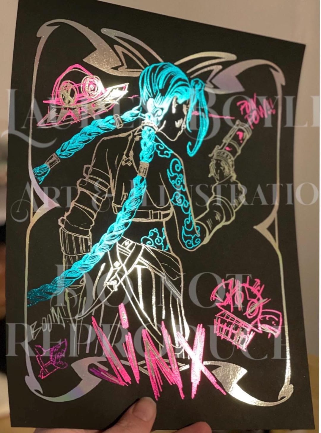 FOIL PRINT Jinx From Arcane League of Legends Hand Made Foil Art - Etsy